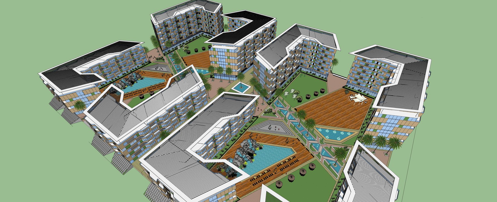 3ds Max Residential Complex Buildings