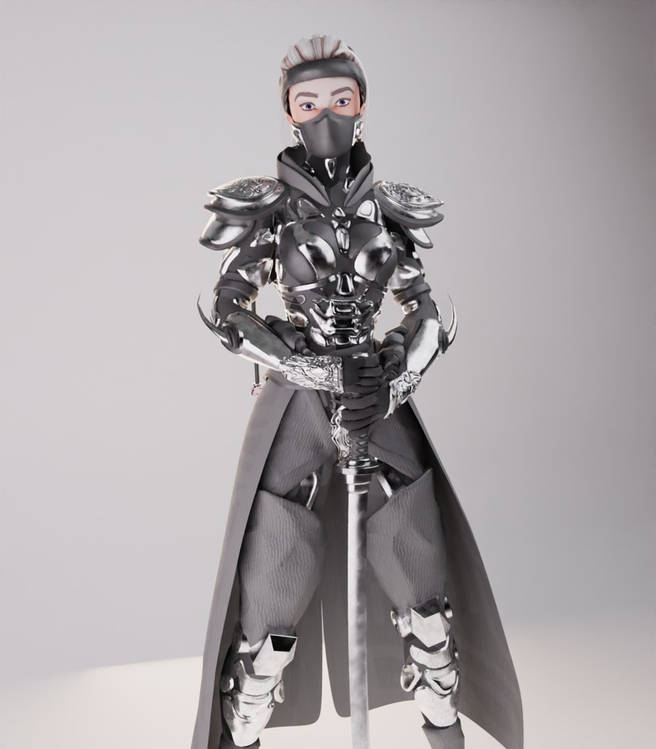 3D Ninja Girl Rigged Model - TurboSquid 2227339