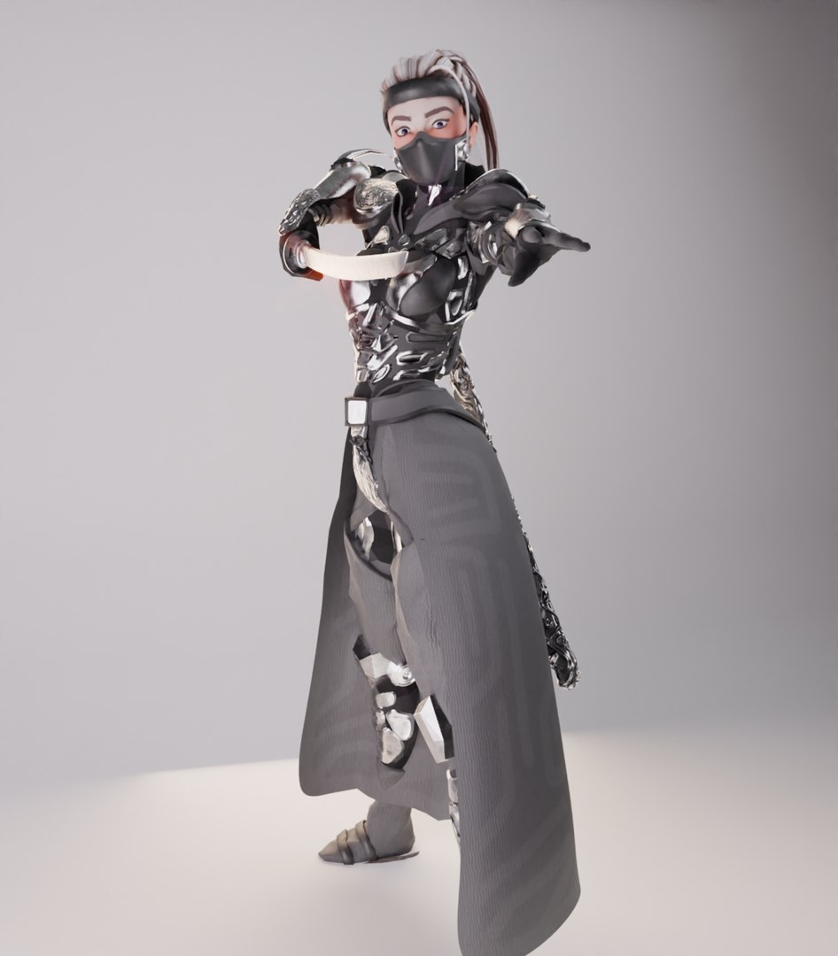 3D Ninja Girl Rigged Model - TurboSquid 2227339