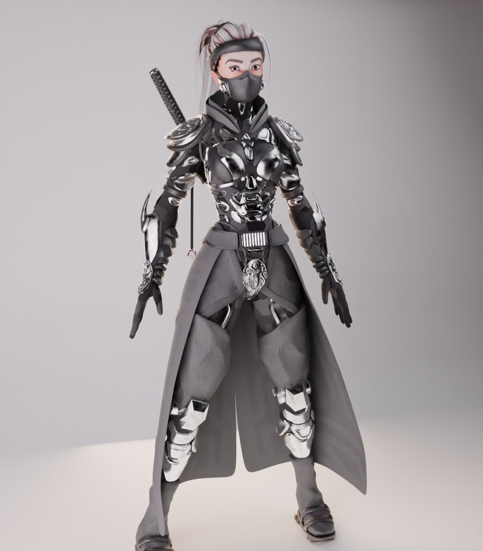 3D Ninja Girl Rigged Model - TurboSquid 2227339