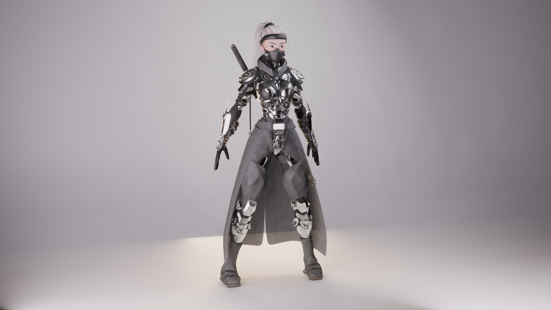 3D Ninja Girl Rigged Model - TurboSquid 2227339