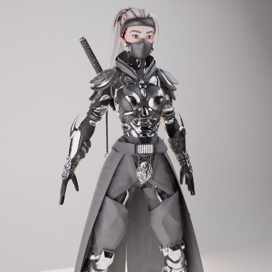 3D Ninja Girl Rigged Model - TurboSquid 2227339