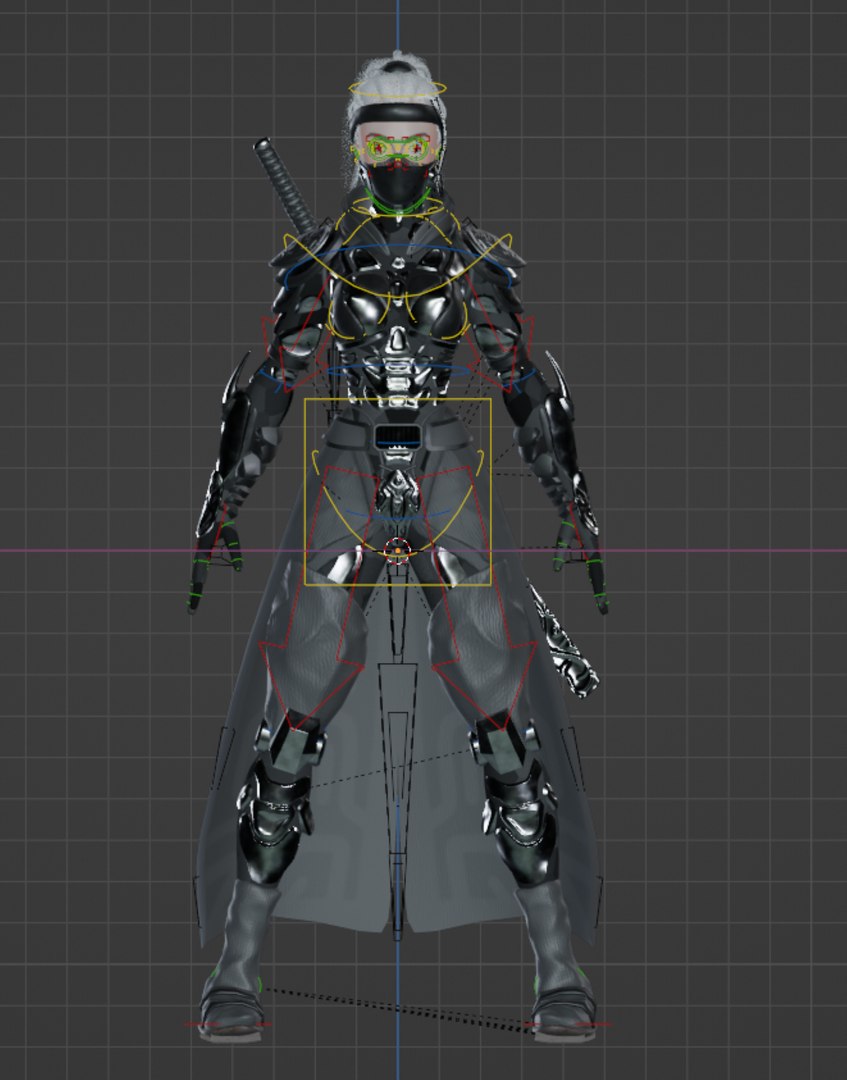 3D Ninja Girl Rigged Model - TurboSquid 2227339