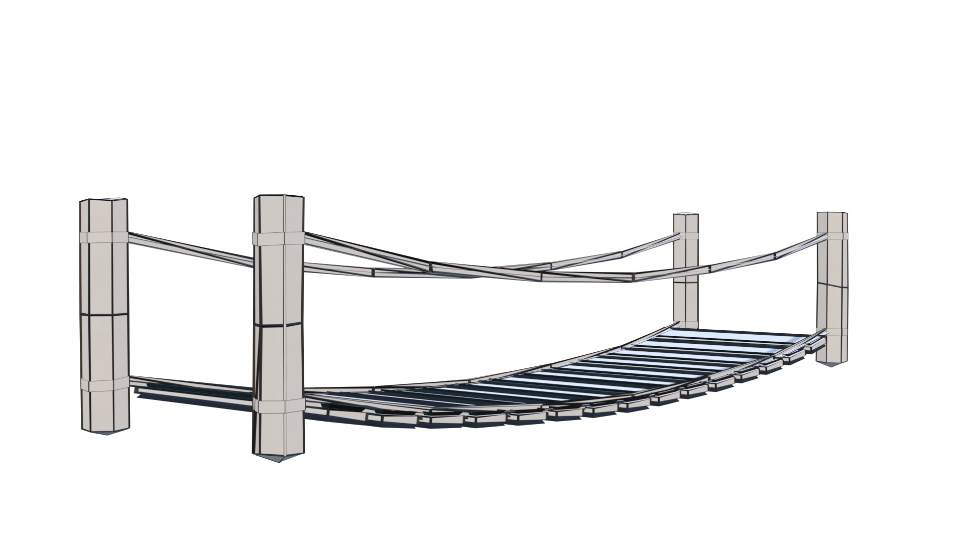 Low Poly Rope Bridge 3D Model Model - TurboSquid 2297876