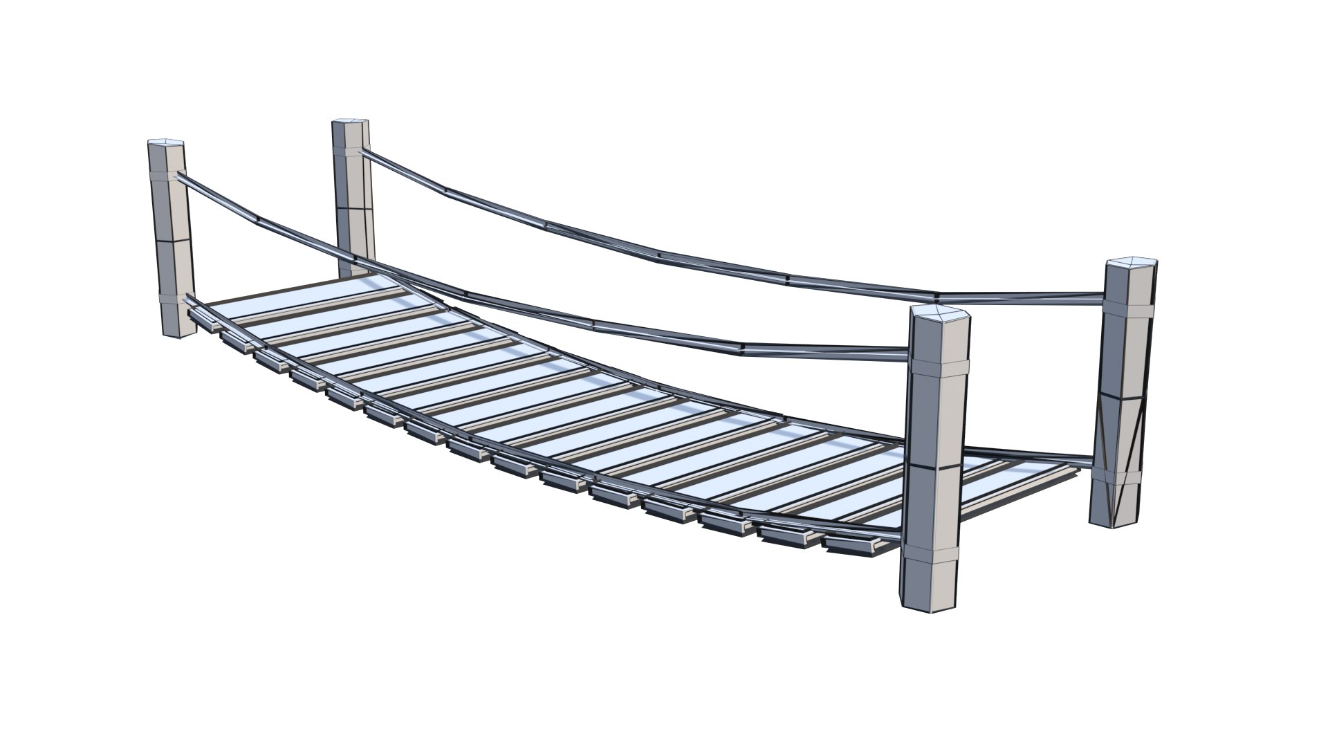 Low Poly Rope Bridge 3D Model Model - TurboSquid 2297876
