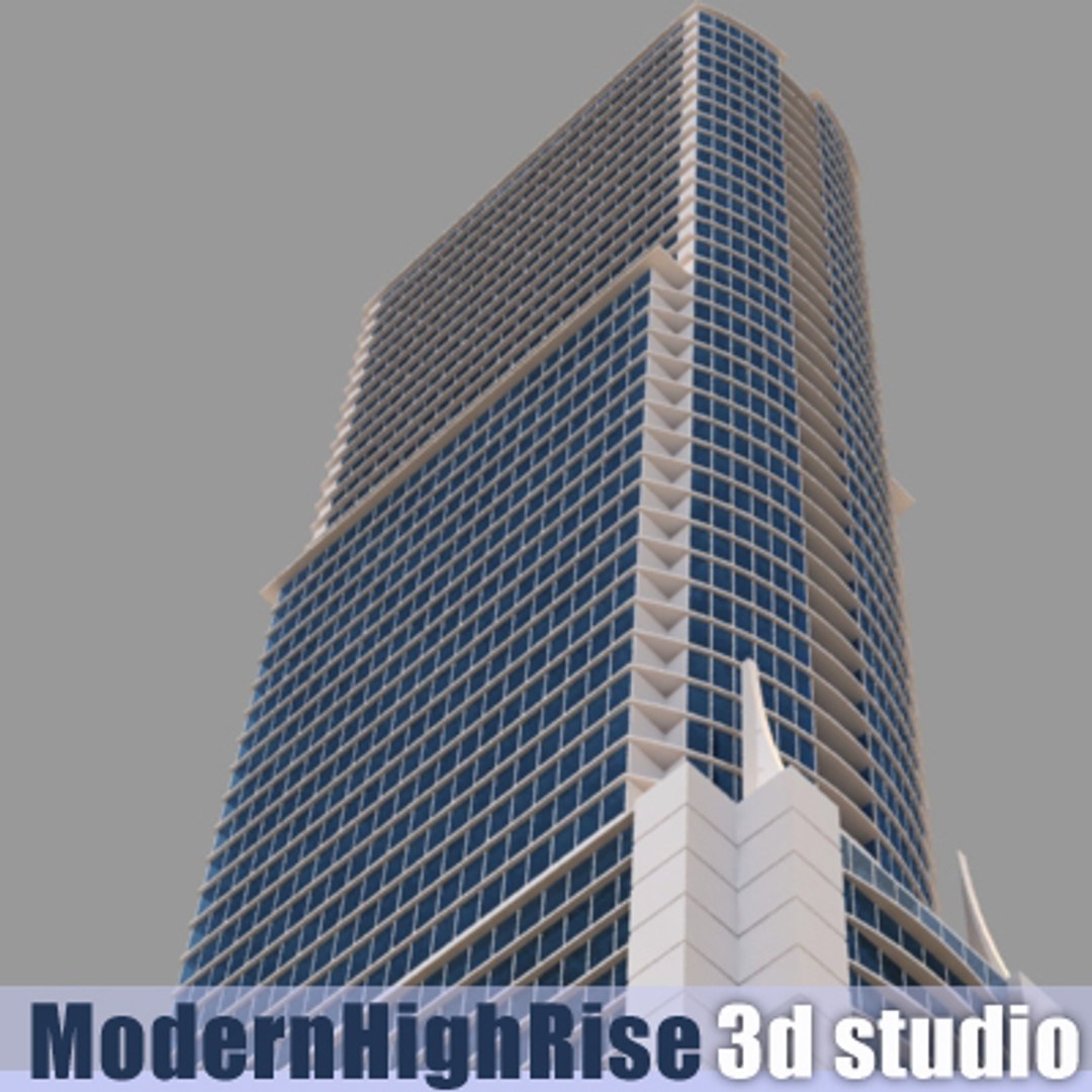 3d 66 story modern rise building model