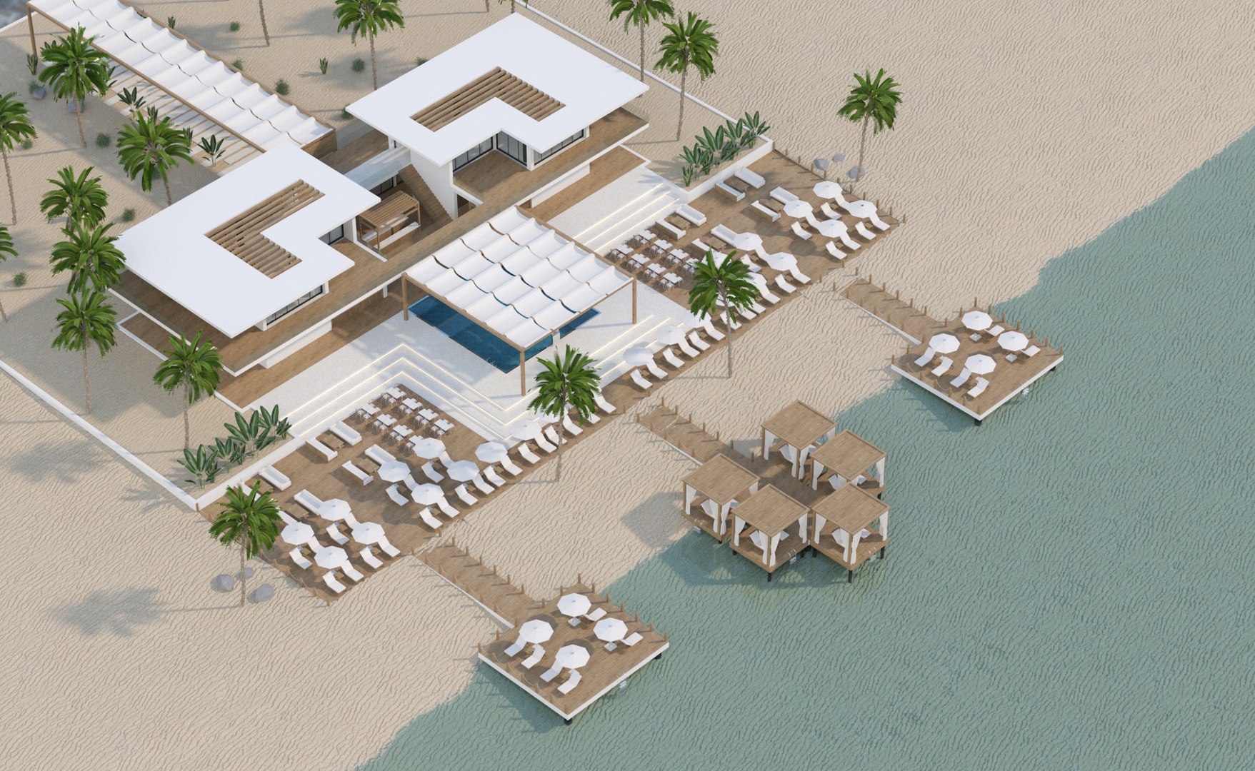 3D Luxury Beach Club Resort Exterior - TurboSquid 2091191