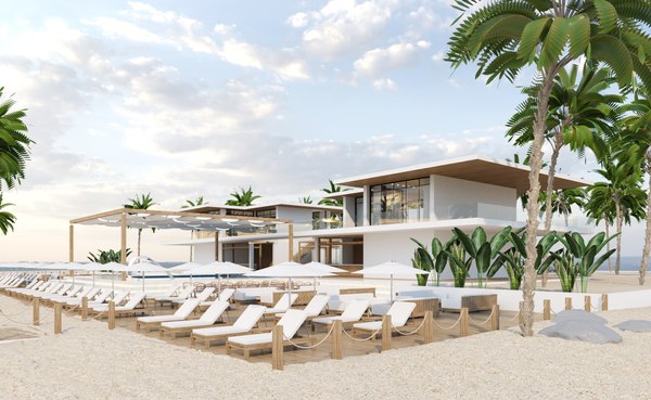 modelo 3d Luxury Beach Club Resort Exterior - TurboSquid 2091191