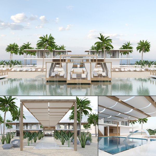 3D Beach Club Resort Exterior model - TurboSquid 1913291