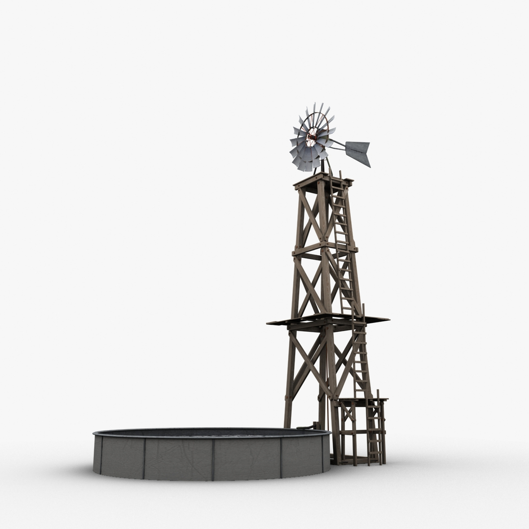 3d model of farm tower windmill