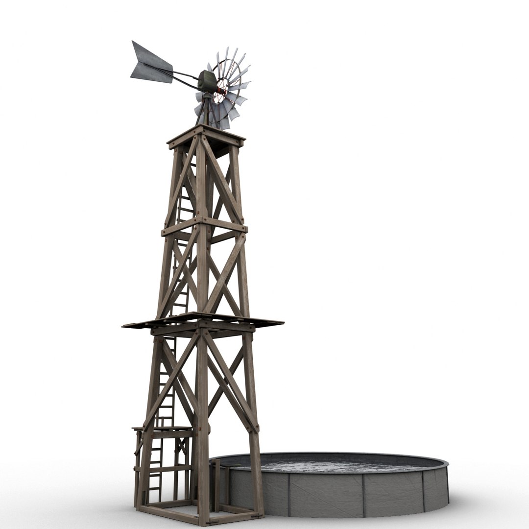 3d model of farm tower windmill