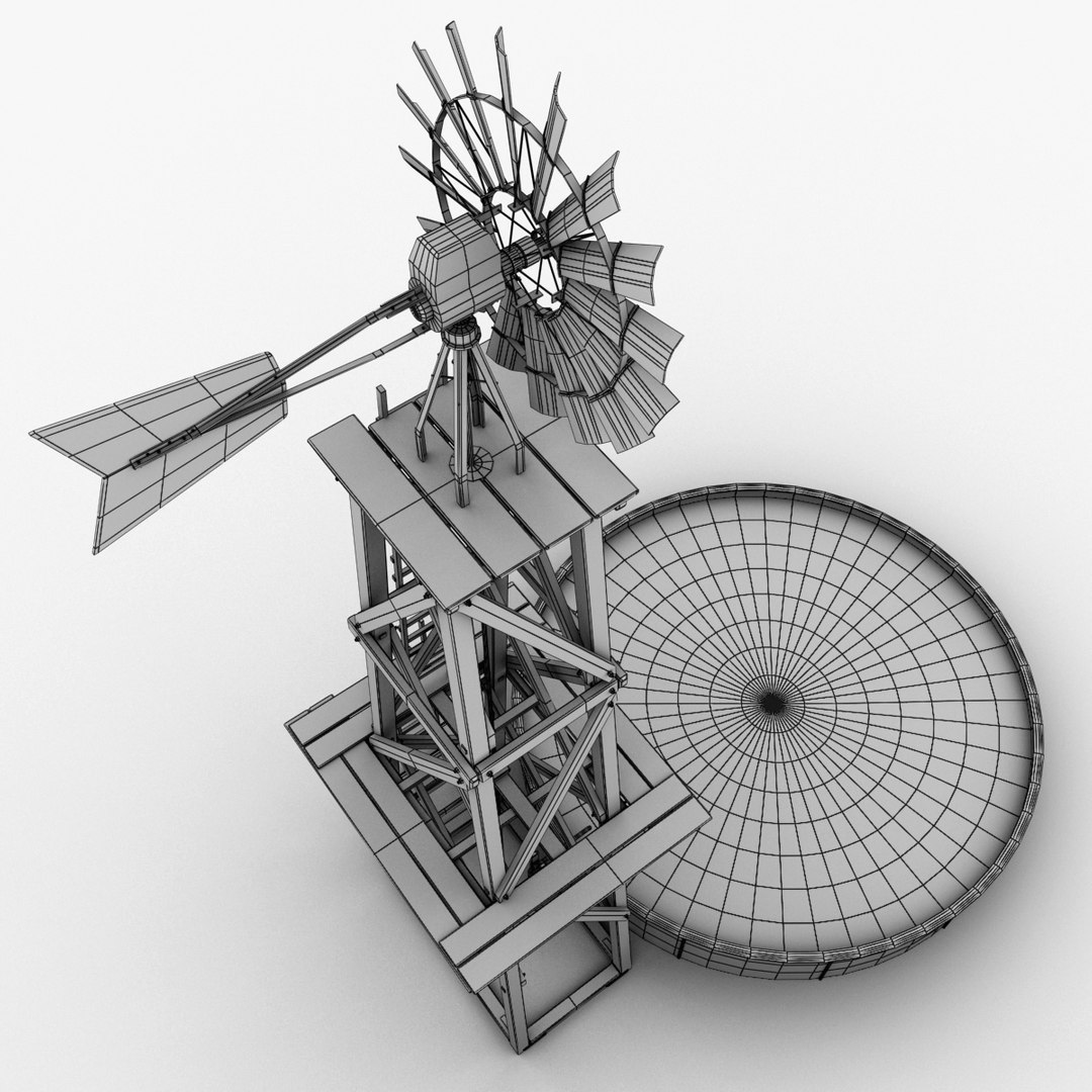 3d model of farm tower windmill