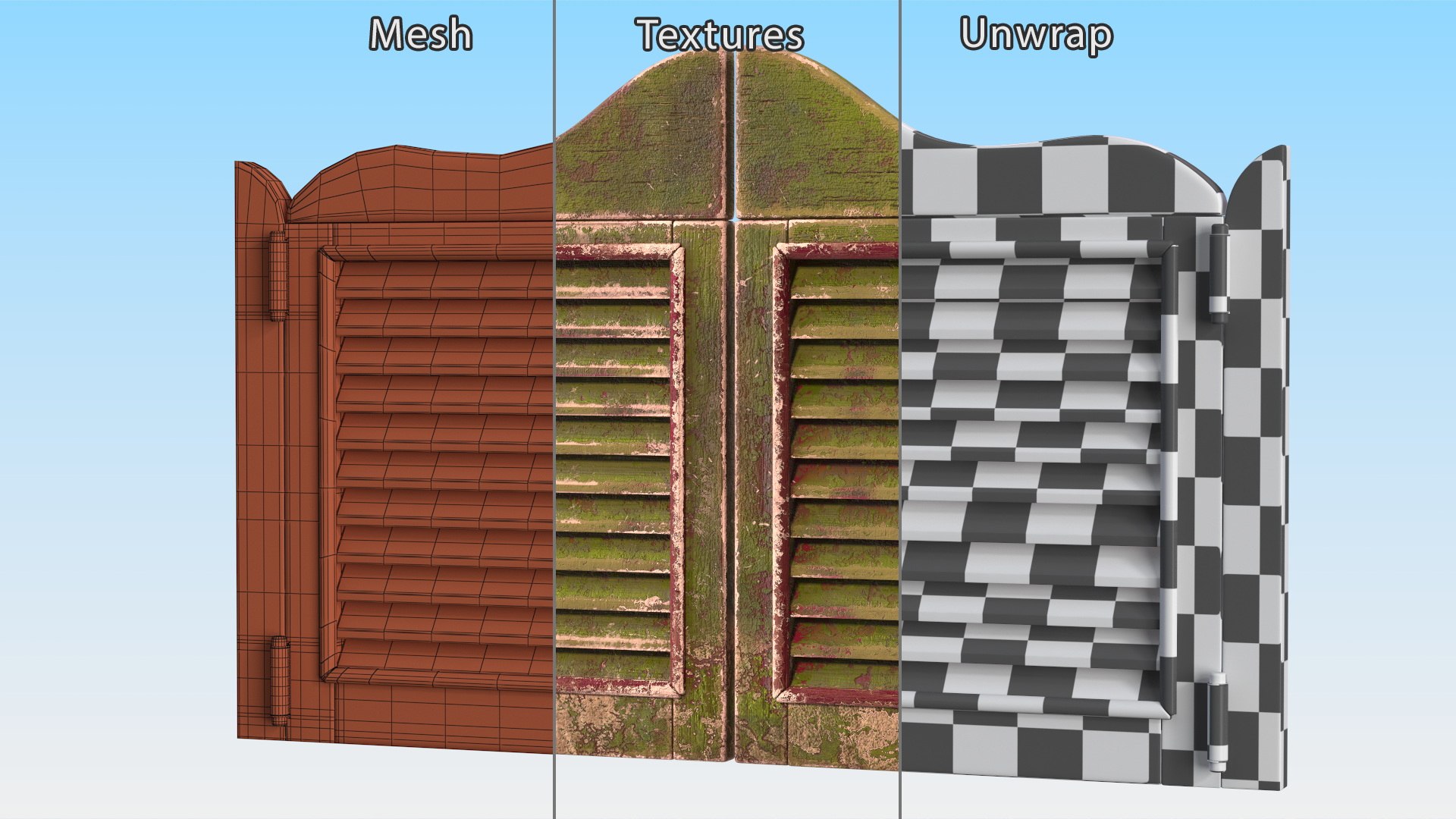 Old Wood Saloon Doors Rigged 3D Model - TurboSquid 2078148