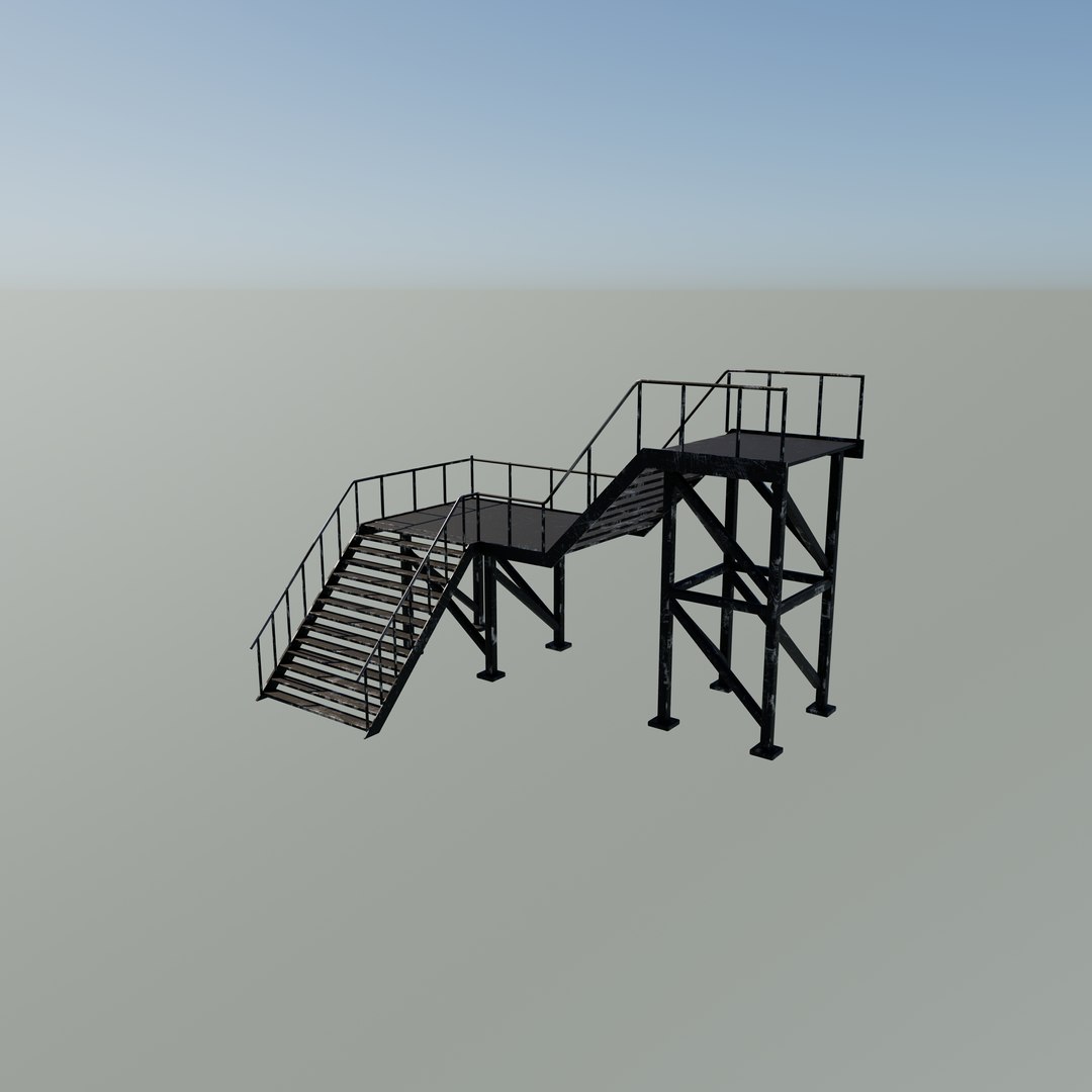 3D Industrial Stairs 3D Model Model - TurboSquid 2344349