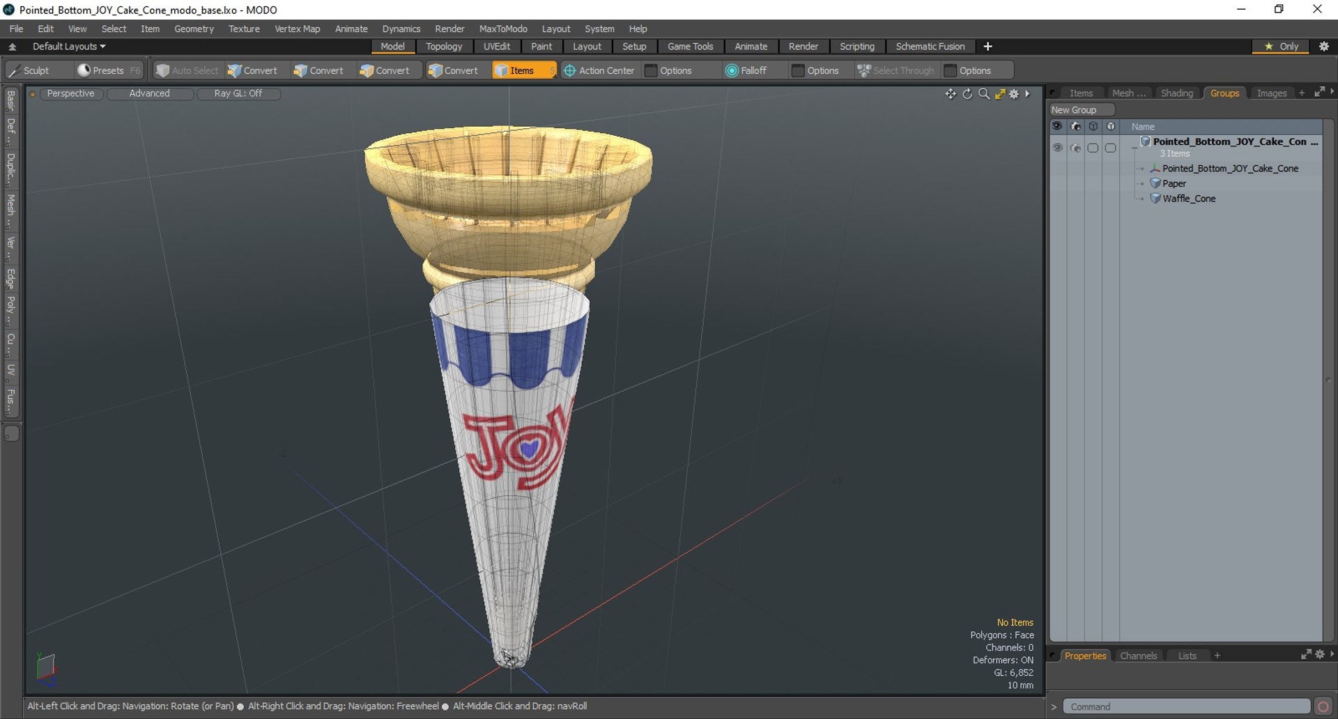 Pointed Bottom JOY Cake Cone 3D - TurboSquid 2246372