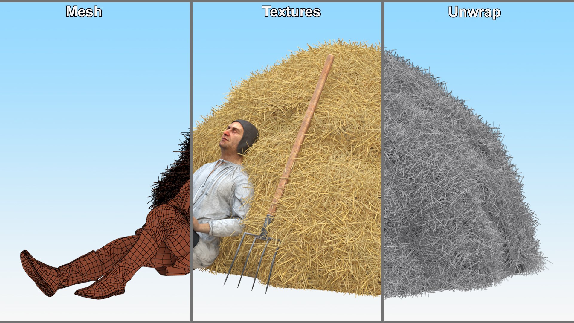 3D Medieval Farmer Resting In Hay - TurboSquid 2376449