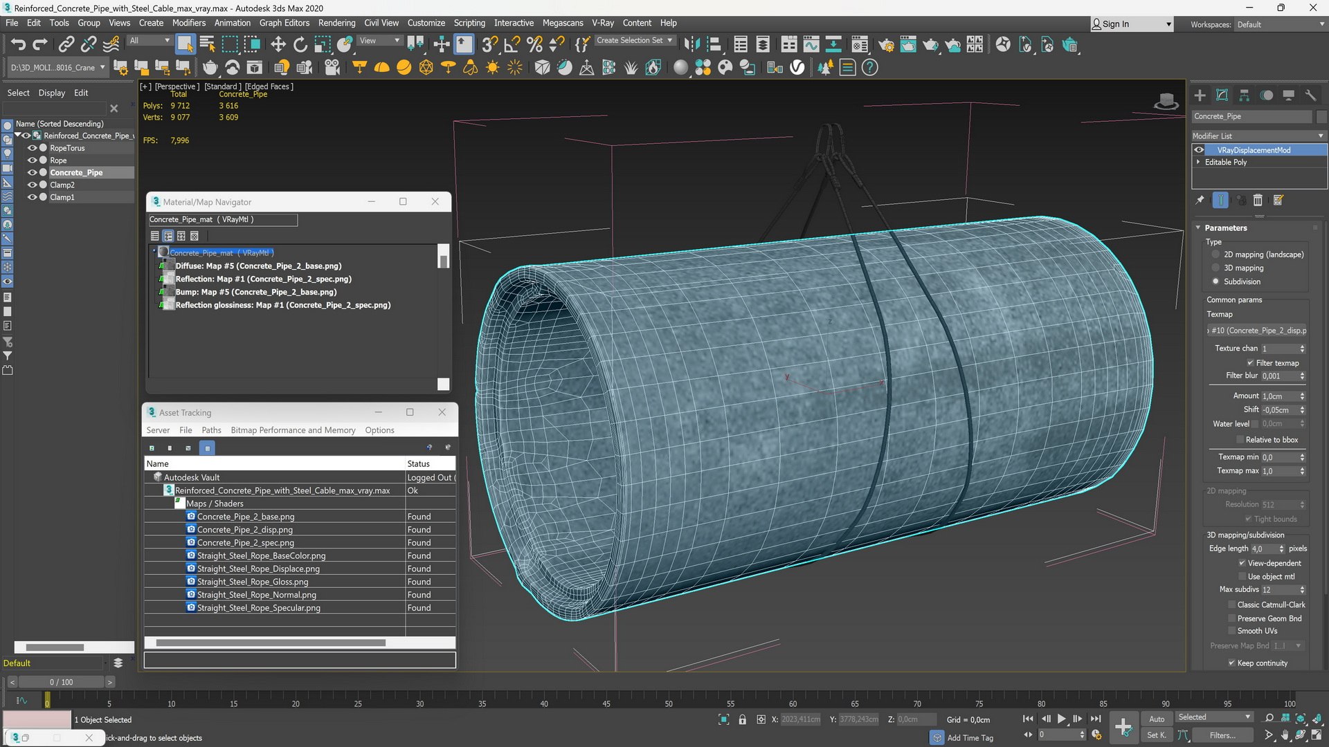 3D Reinforced Concrete Pipe With Steel Cable Model - TurboSquid 2367856