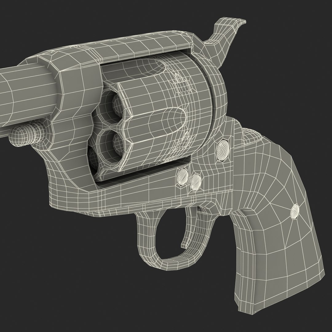 revolver modeled realistic obj