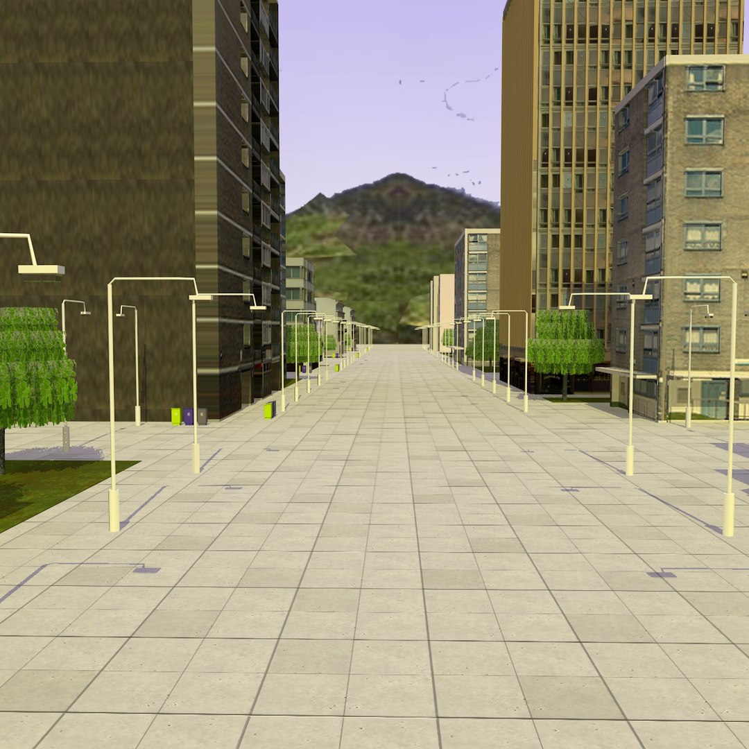 3d c4d pedestrian shopping street city