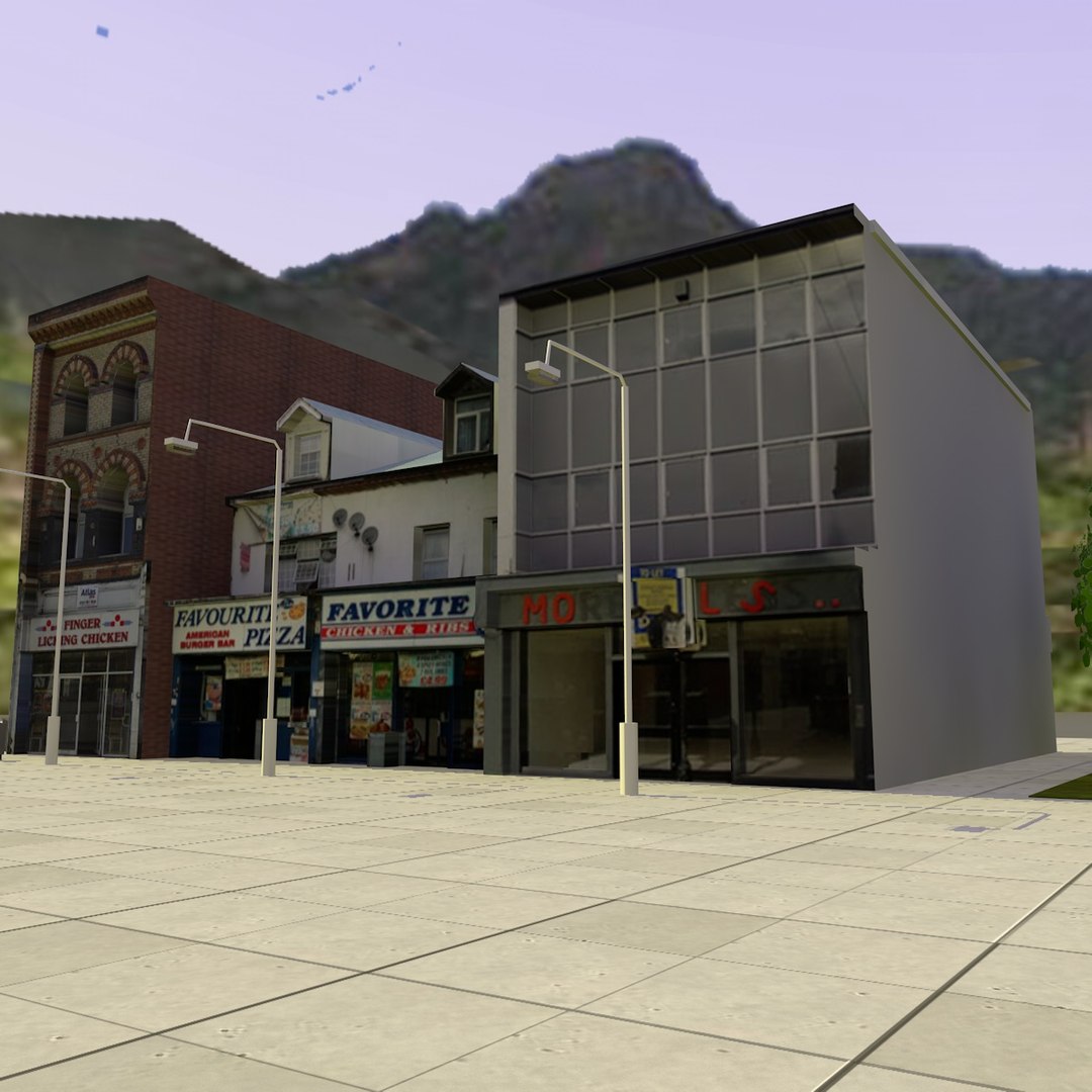 3d c4d pedestrian shopping street city
