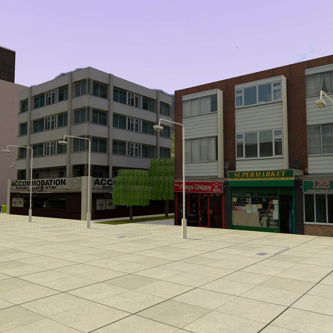 3d c4d pedestrian shopping street city