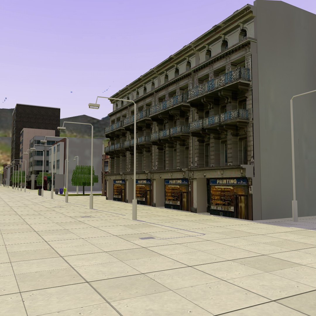 3d c4d pedestrian shopping street city