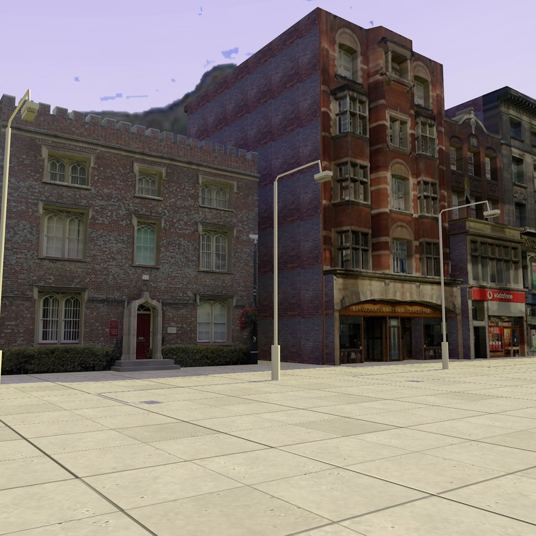 3d C4d Pedestrian Shopping Street City