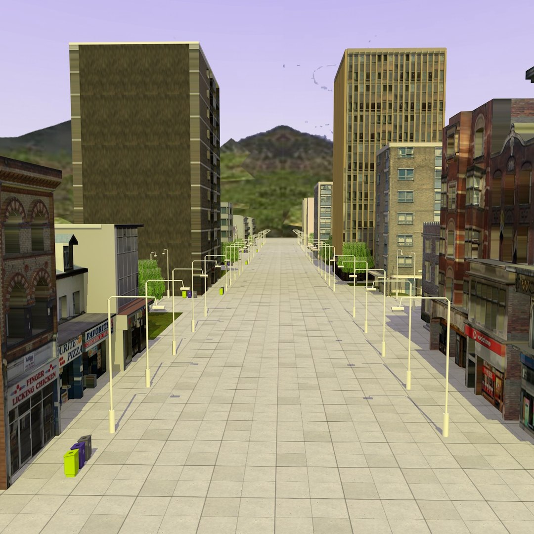 3d c4d pedestrian shopping street city