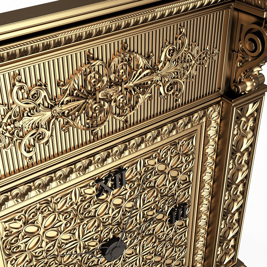 3D Classic Clock 02 Gold - TurboSquid 2137258