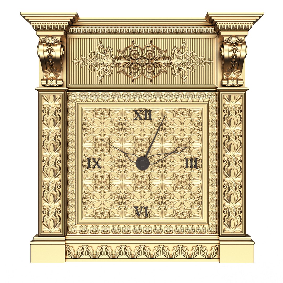 3D Classic Clock 02 Gold - TurboSquid 2137258