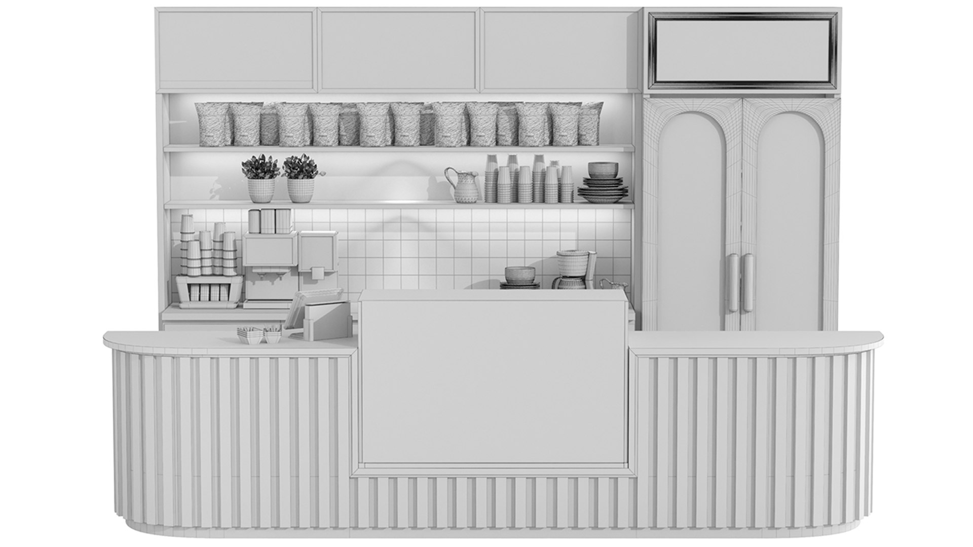 3D Cafe With Display Case With Desserts And Coffee Machine - TurboSquid ...