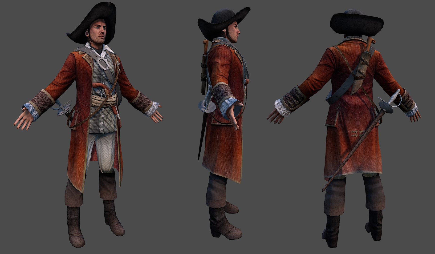 3d model pirate lord real-time
