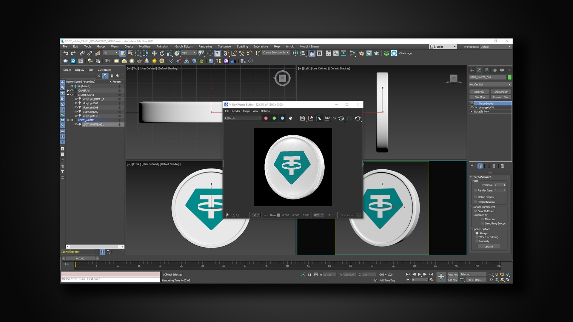 Tether White Coin 3D Model - TurboSquid 1948467