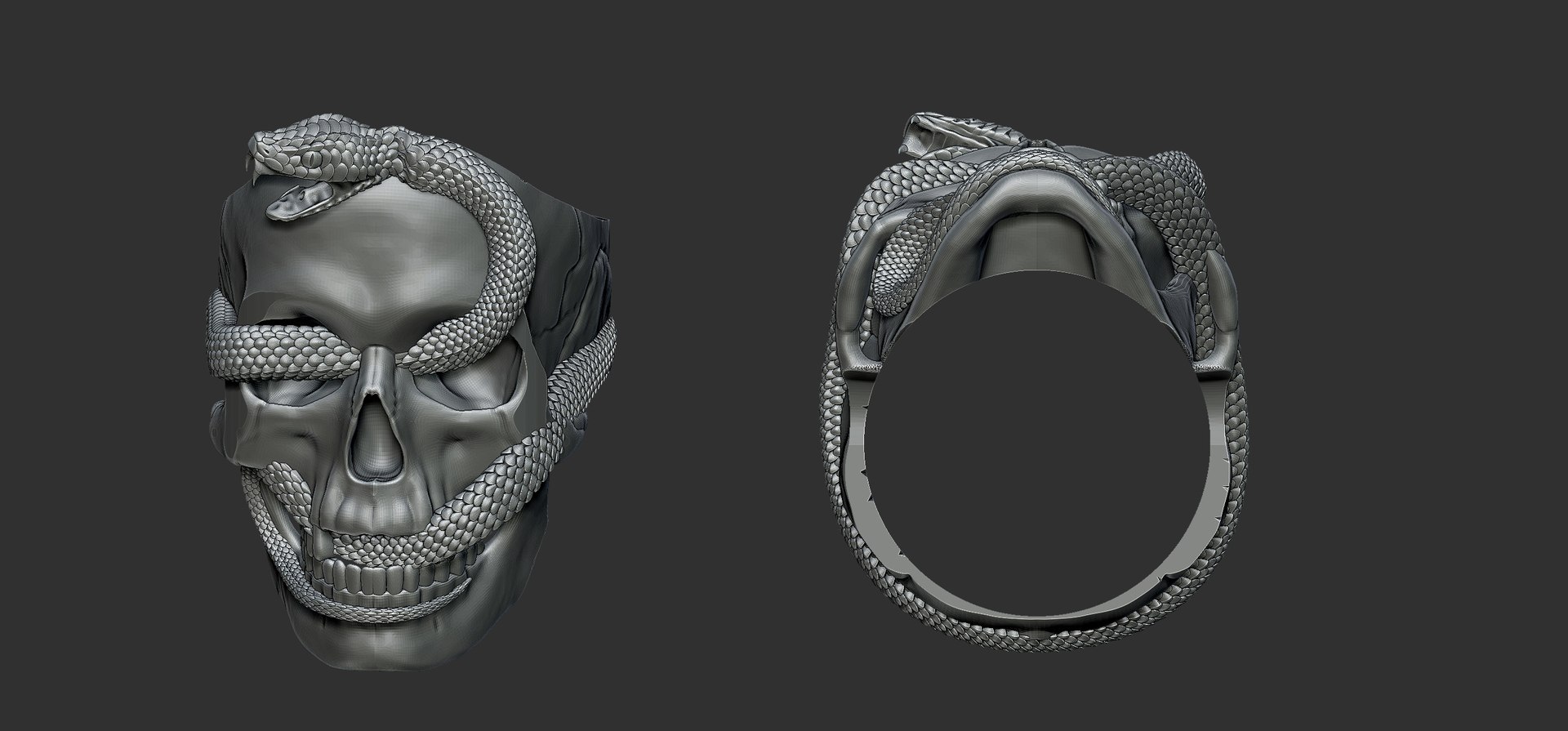 3D Ring Skull With Snake Model - TurboSquid 2140042