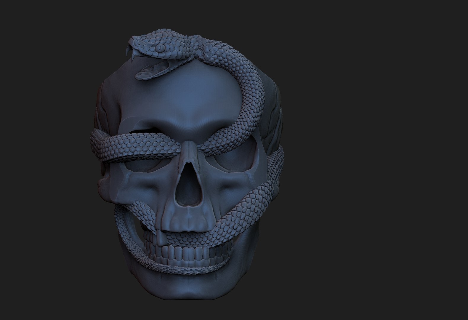 3D Ring Skull With Snake Model - TurboSquid 2140042