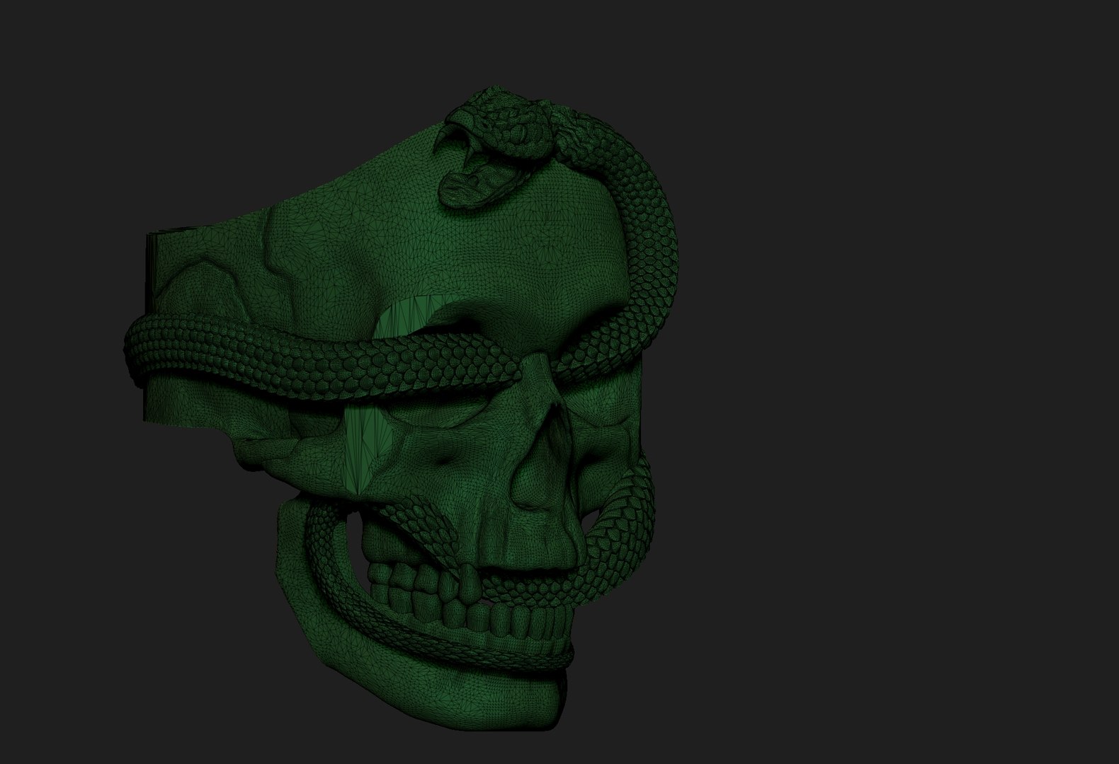 3D Ring Skull With Snake Model - TurboSquid 2140042