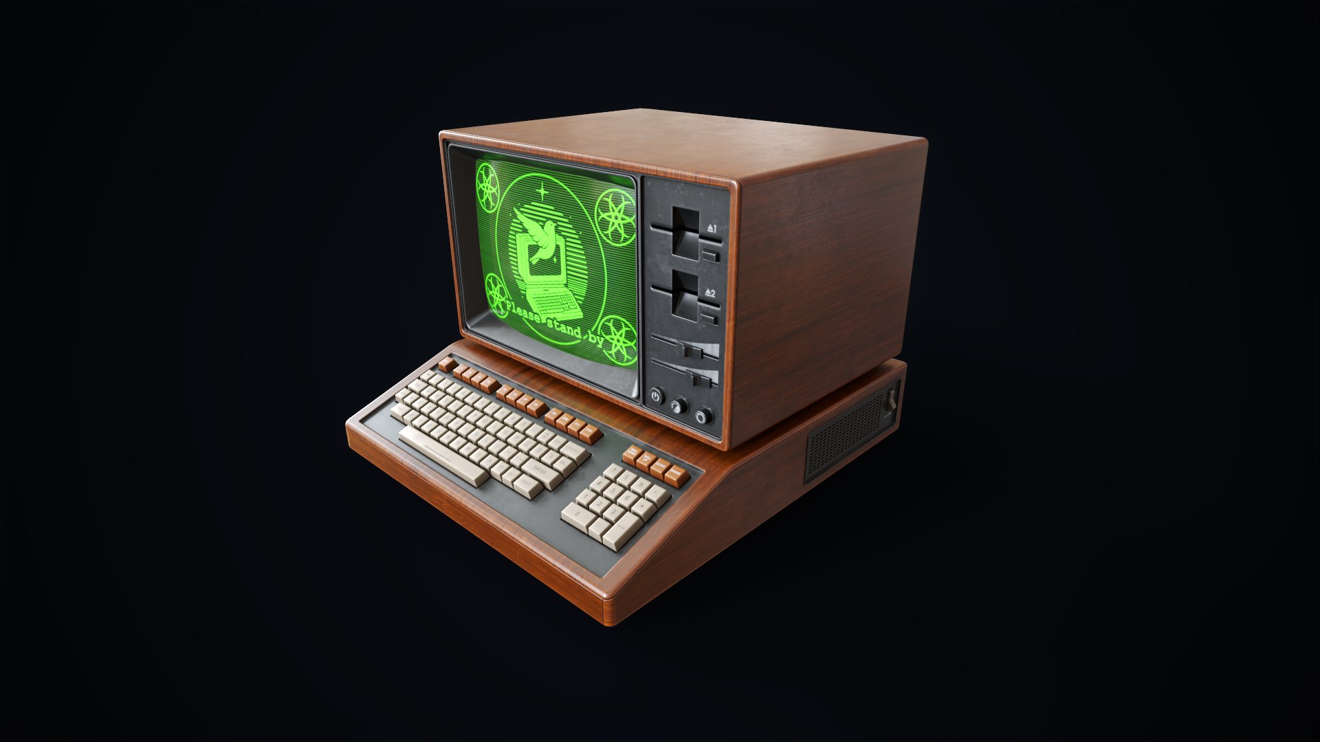 3D Model Retro Wooden Computer - TurboSquid 2143885