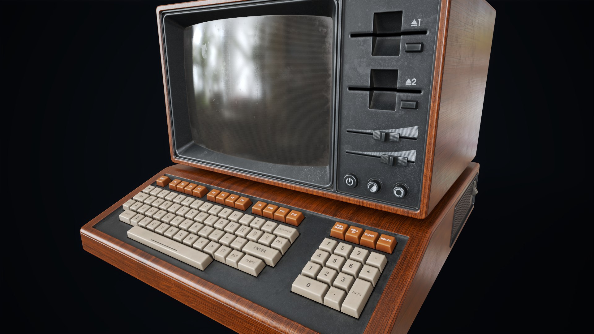 3D Model Retro Wooden Computer - TurboSquid 2143885