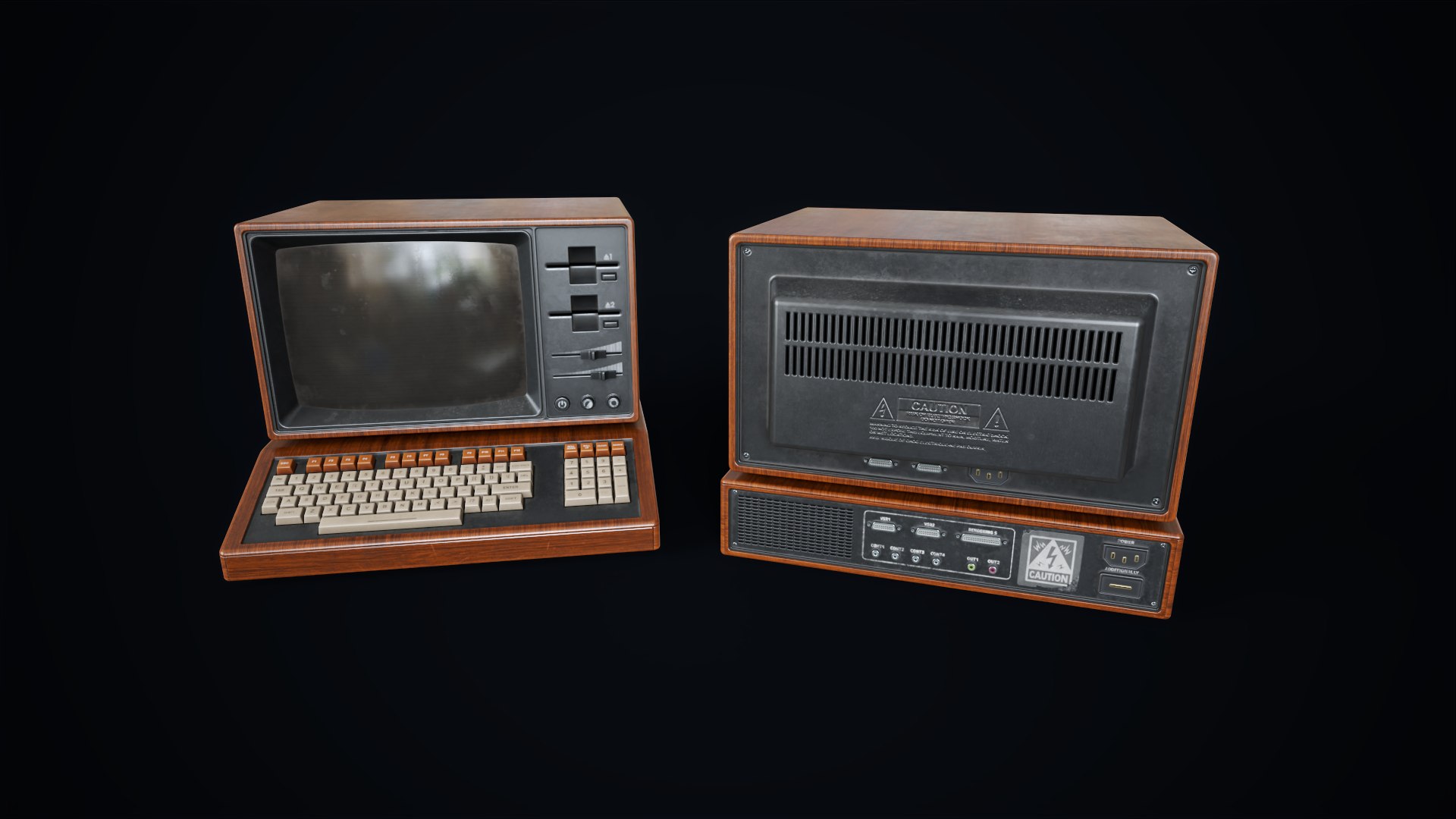 3D Model Retro Wooden Computer - TurboSquid 2143885