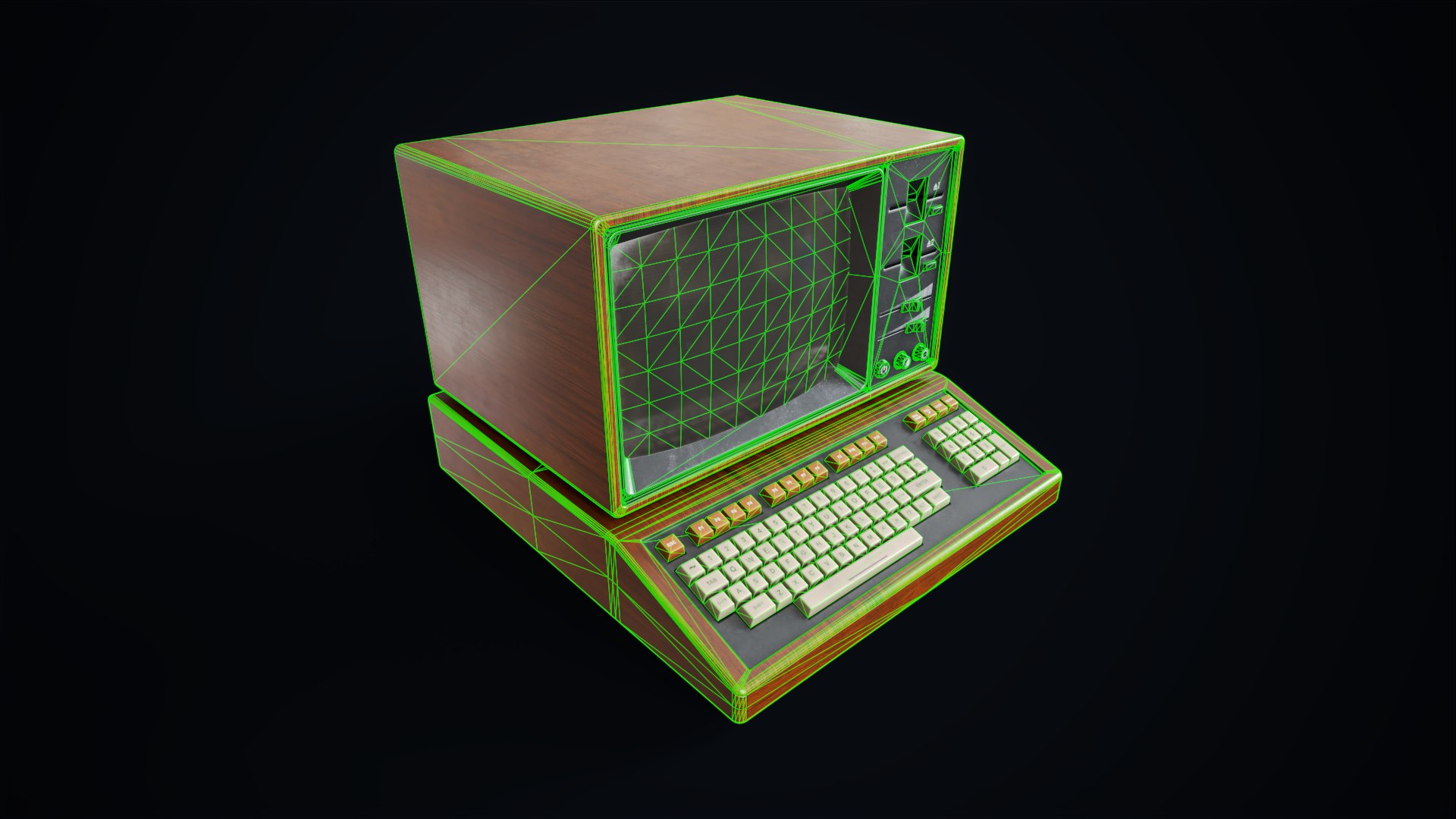 3D Model Retro Wooden Computer - TurboSquid 2143885
