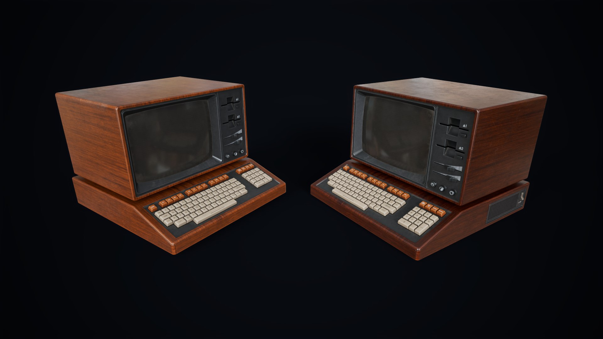 3D Model Retro Wooden Computer - TurboSquid 2143885