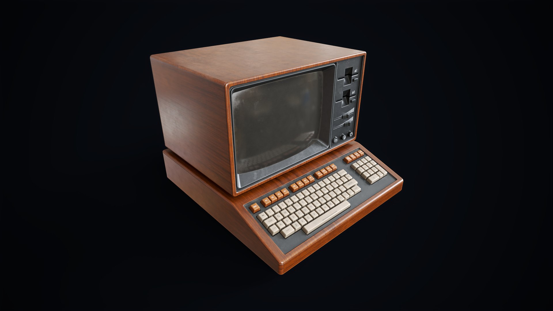 3d Model Retro Wooden Computer Turbosquid 2143885