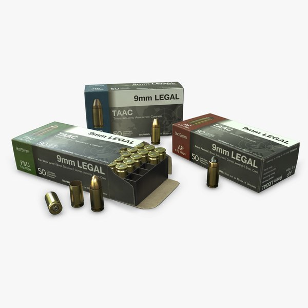9mm ammunition bullets box 3D model - TurboSquid 1436086