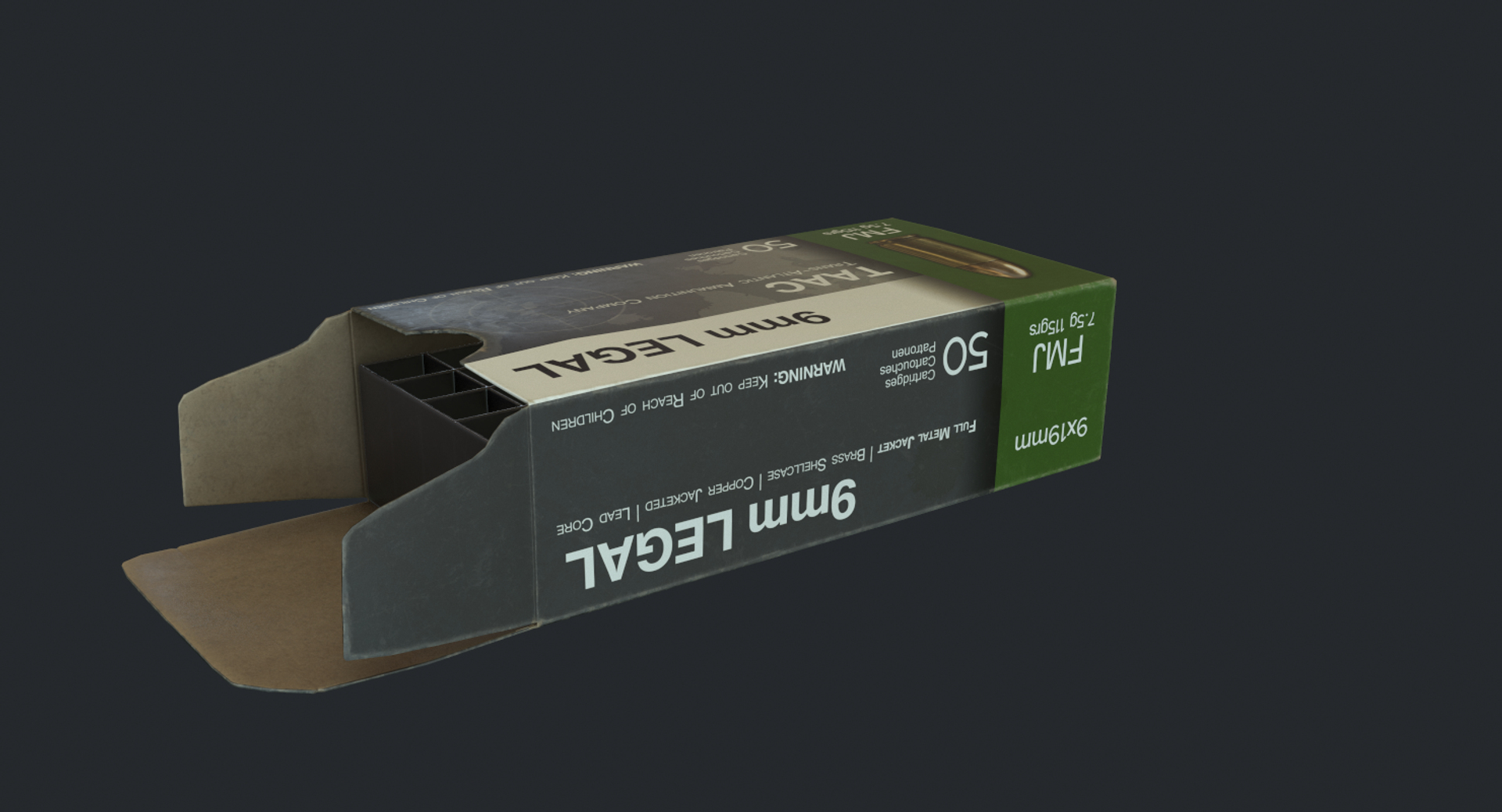9mm Ammunition Cartridges Packed 3D Model - TurboSquid 1585049