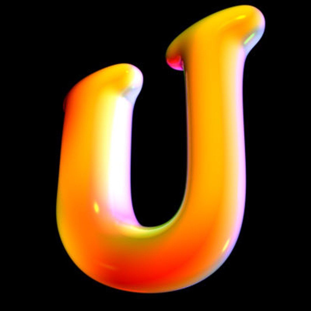 3d organic font letter u