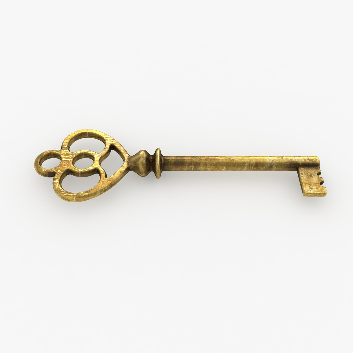 3d model realistic vintage key gold silver