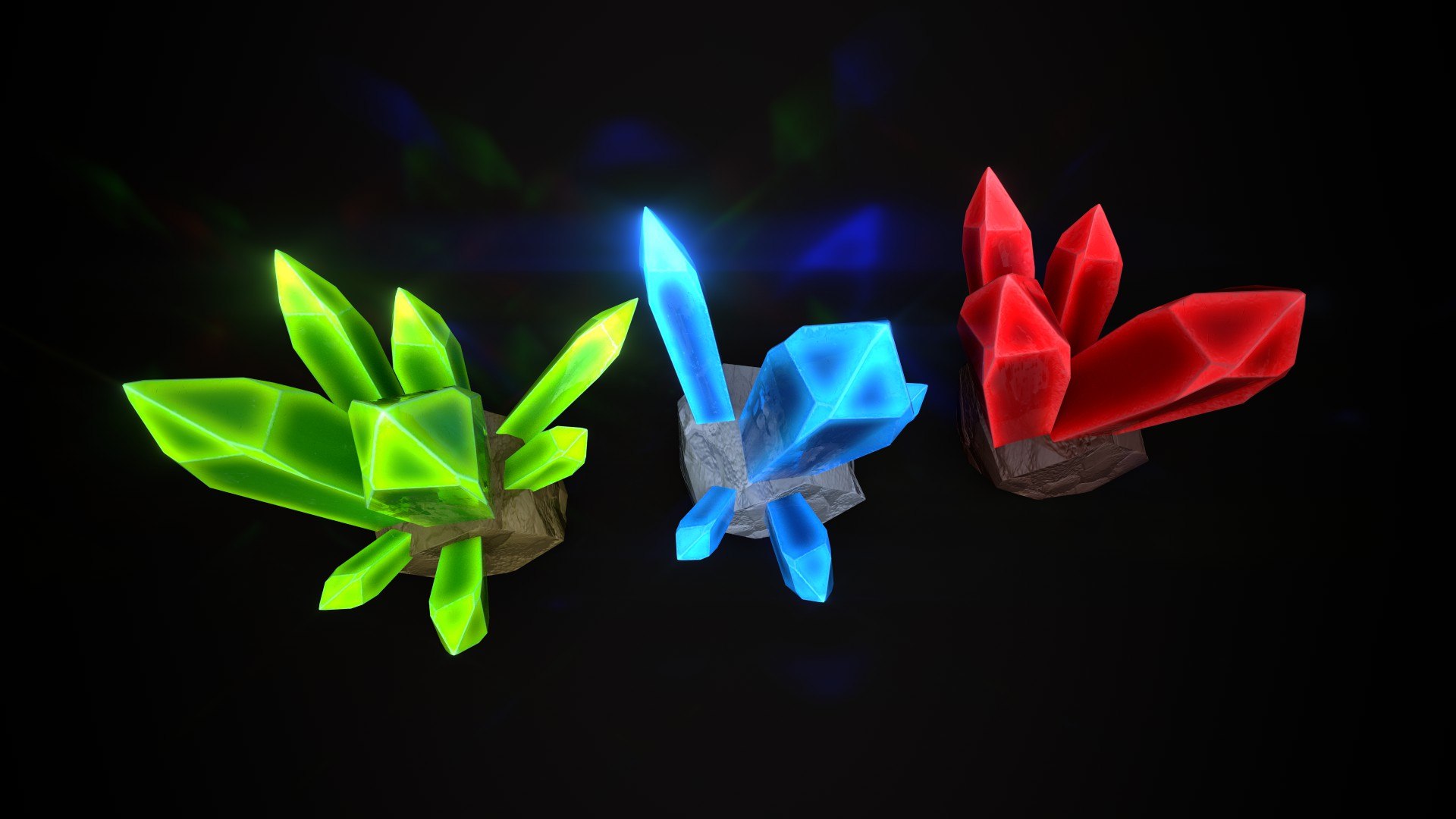 Unreal Minerals And Crystals Stylized PBR Game Ready Low-poly 3D Model ...