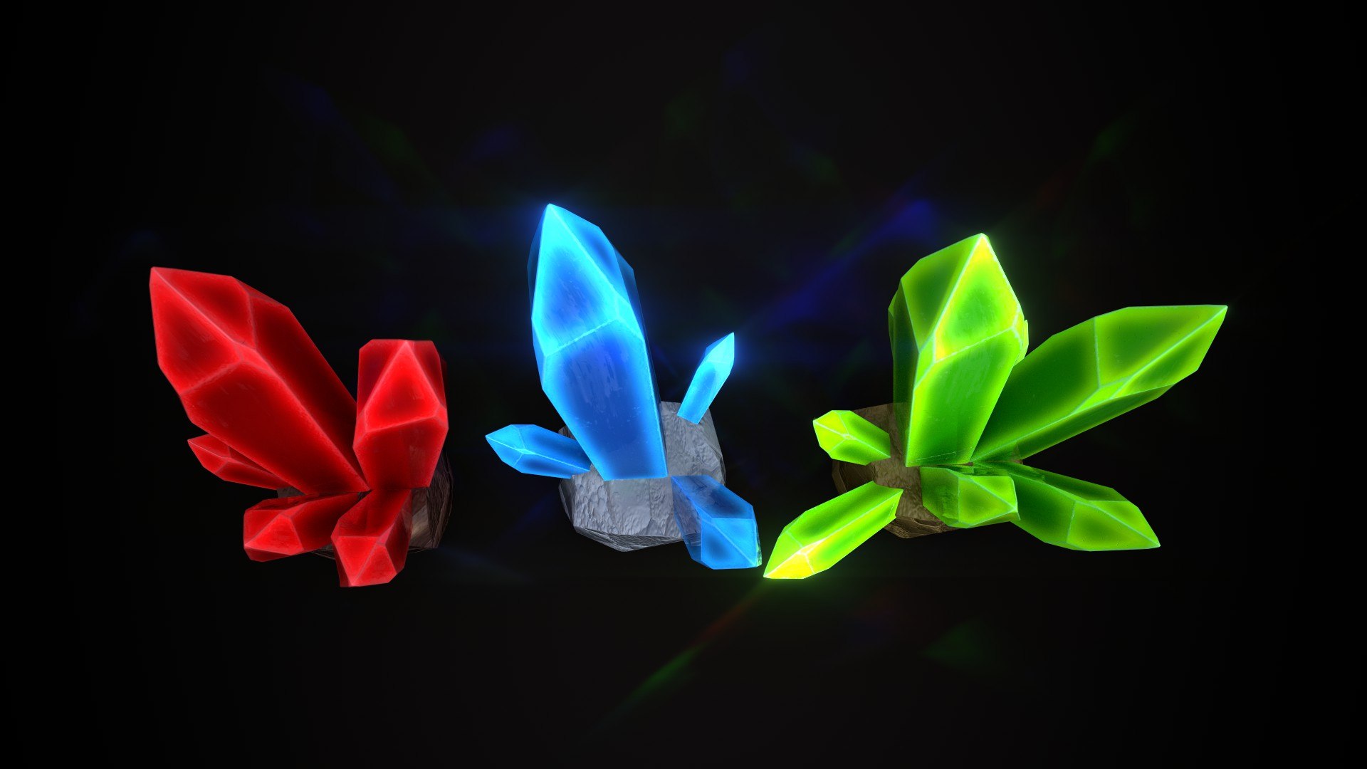 Unreal Minerals And Crystals Stylized PBR Game Ready Low-poly 3D Model ...