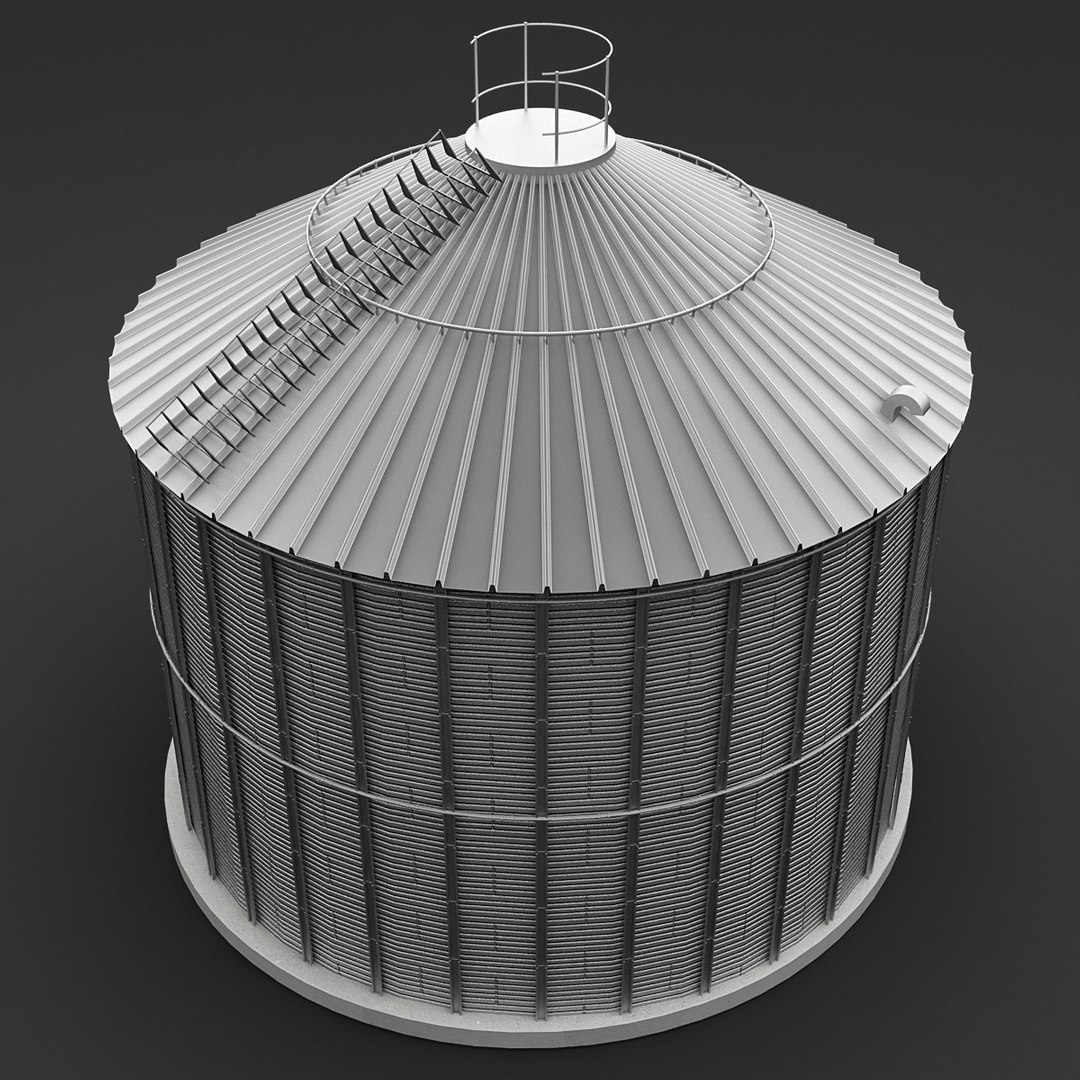 realistic steel silos 3d max