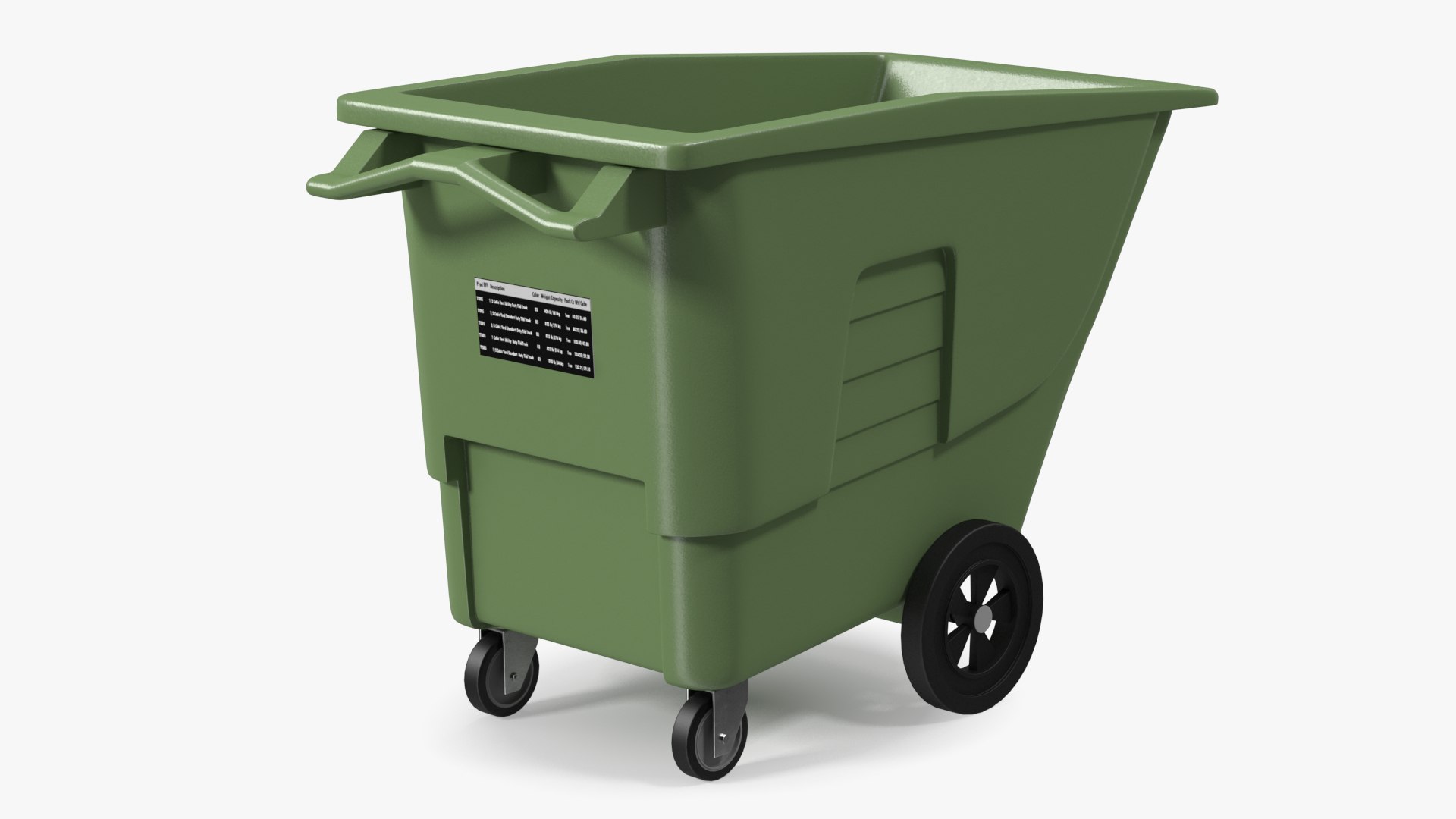 3D Commercial Wheeled Trash Can Green model - TurboSquid 2143714